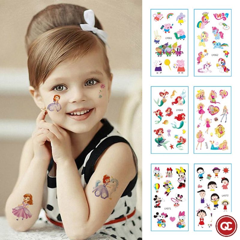 QC Baby Cute Princess Temporary Sticker Cartoon Childen Temporary ...