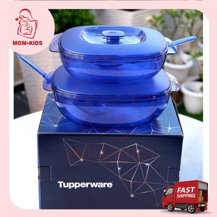 Tupperware Blue Purple Royale Crystalline Servewave Set Saucy Server 1 ...