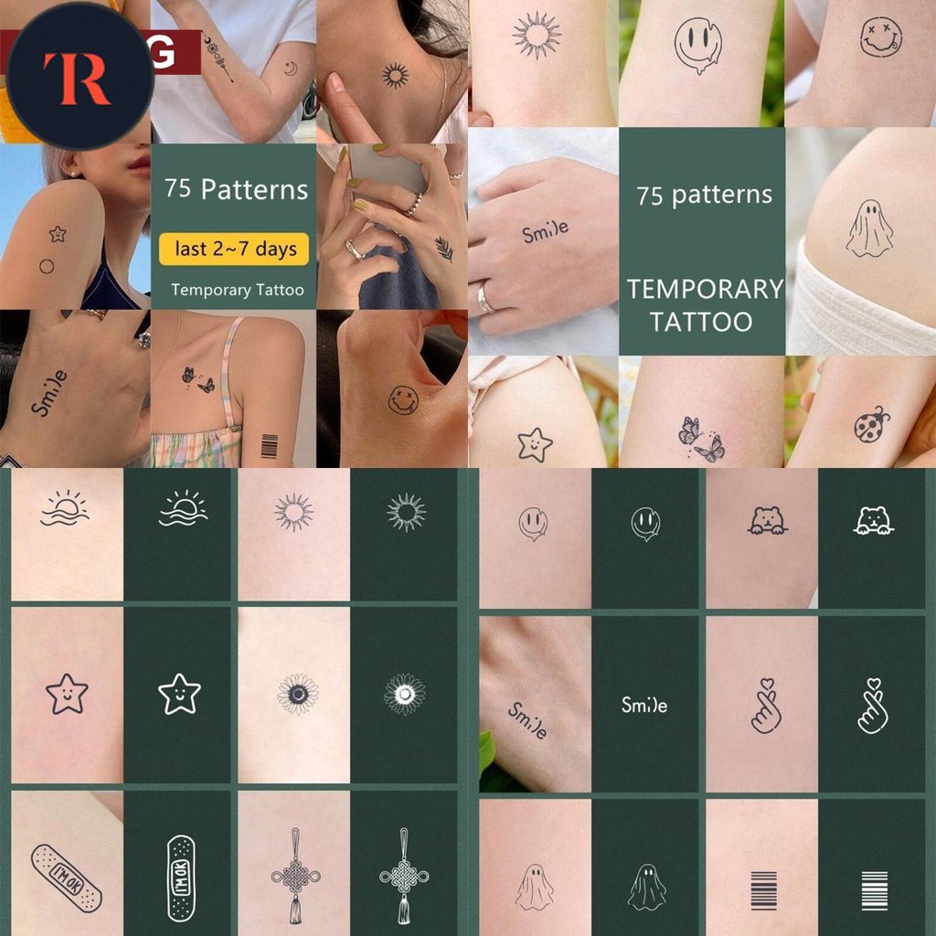 TR-75 Kinds of Cute Tattoo Stickers Bear Star Smiley Face English ...