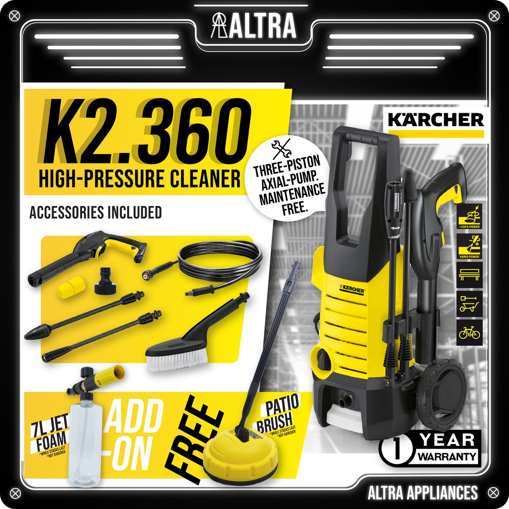KARCHER K2.360 [ K2360 ] HIGH PRESSURE CLEANER 1400W | 120BAR | 6M HOSE | Shopee Malaysia