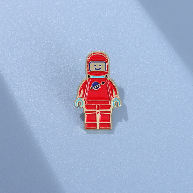 Cartoon Red Robot Enamel Pins Cute Space Robot Astronaut Brooch Badges