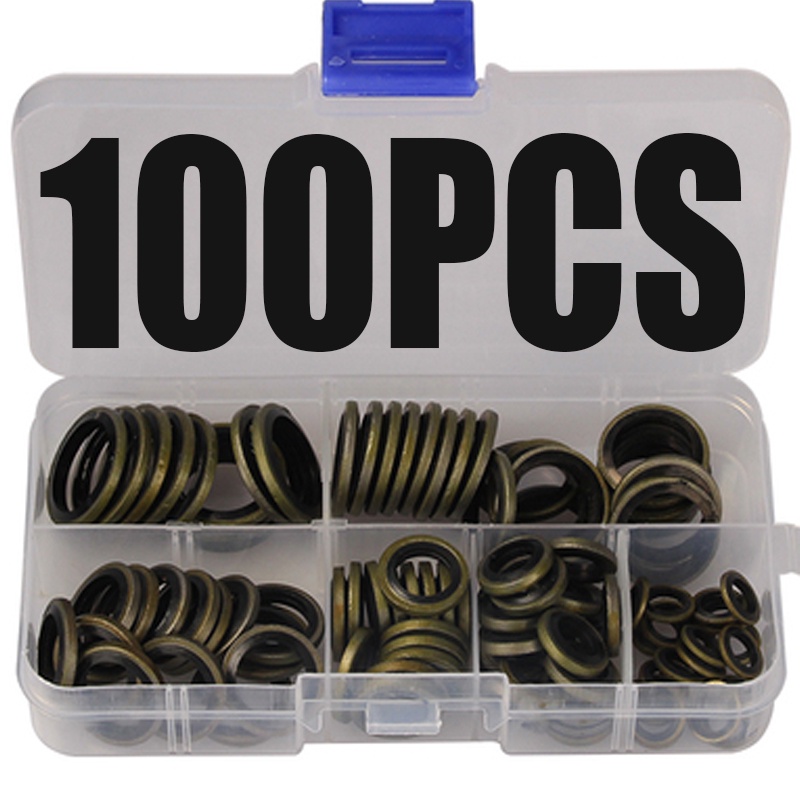 100pcs Bonded Washer Metal Rubber Oil Drain Plug Gasket Fit M6 M8 M10 M12 M14 M16 Combined ...