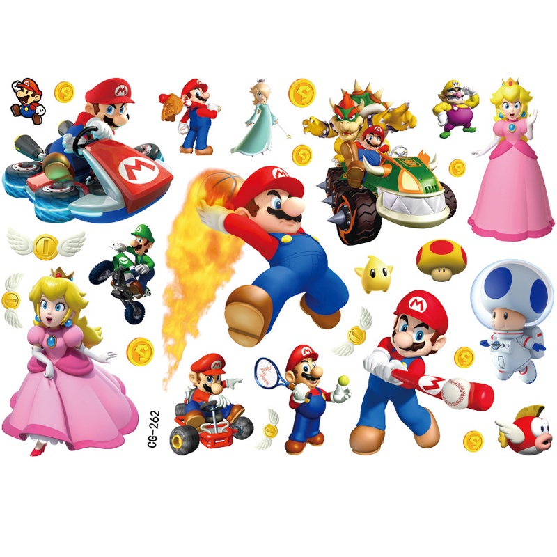 1Sheet Super Mario Fake Tattoo Stickers Cartoon Luigi Yoshi Bowser ...
