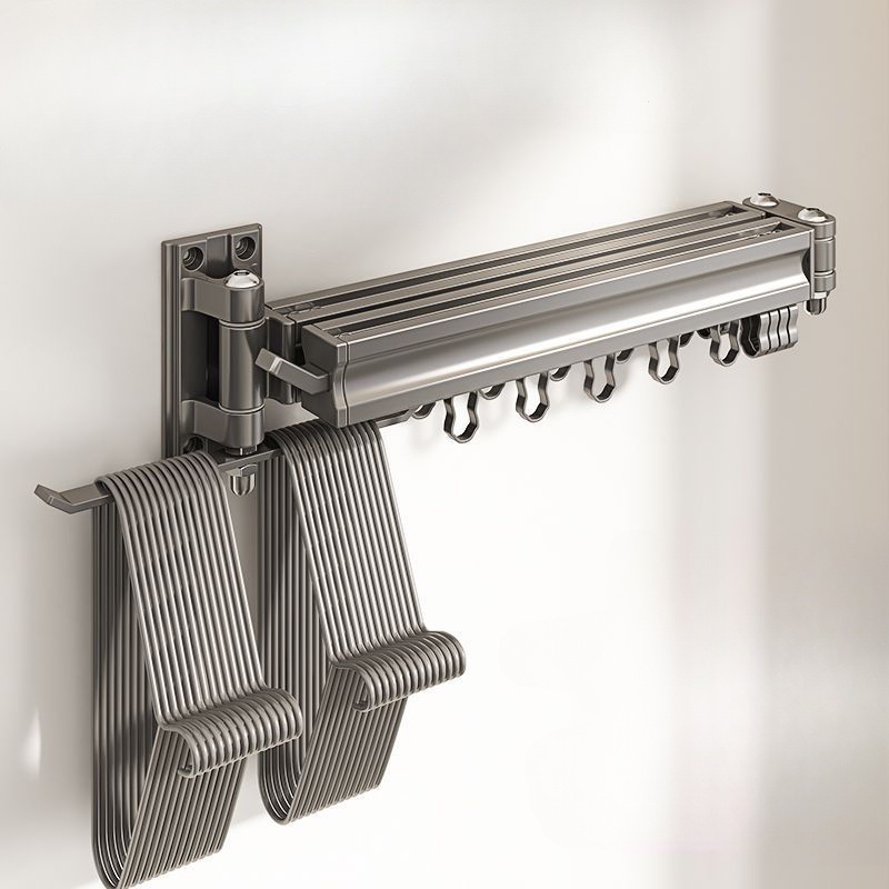 Drying rack Folding Clothes Hanger Balcony Home Wall-Mounted Telescopic ...