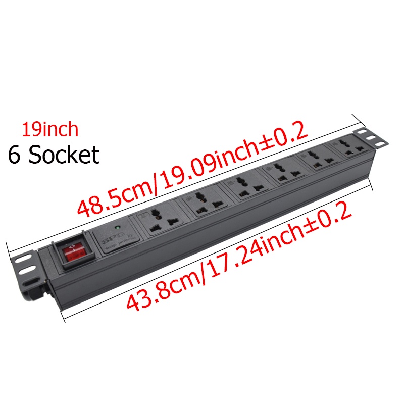 Server Rack Mount PDU Power Strip 3/4/5/6/7/8 Ways Universal Socket 2 ...