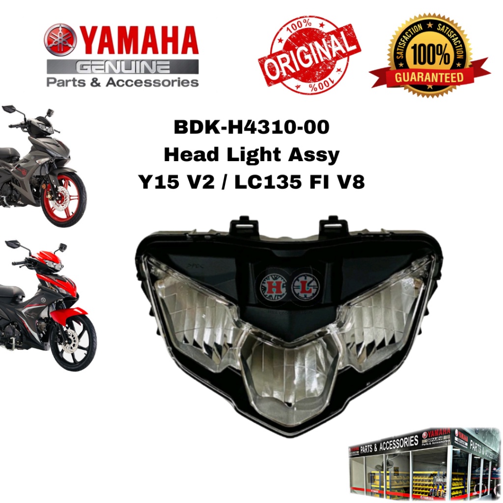 YAMAHA HEADLIGHT ASSY Y15ZR V2 / LC135 FI V8 ORIGINAL (BDK-H4310-00) - Head Lamp Lampu Depan ...