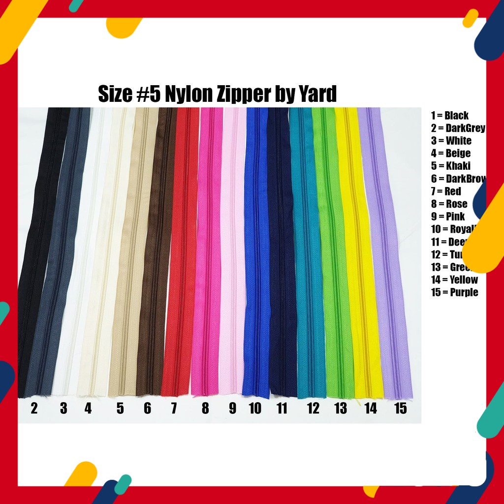 Size #5 NYLON Zipper by Yard Rainbow Nylon Zip Rainbow Zipper Nylon ...