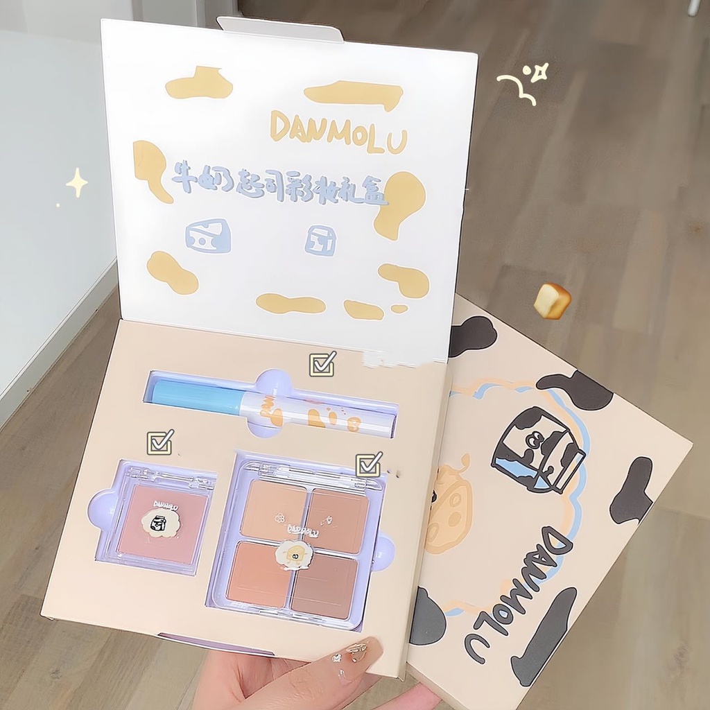 DANMOLU Milk Cheese Makeup Set Box Eyeshadow Palette Matte Lip Glaze ...