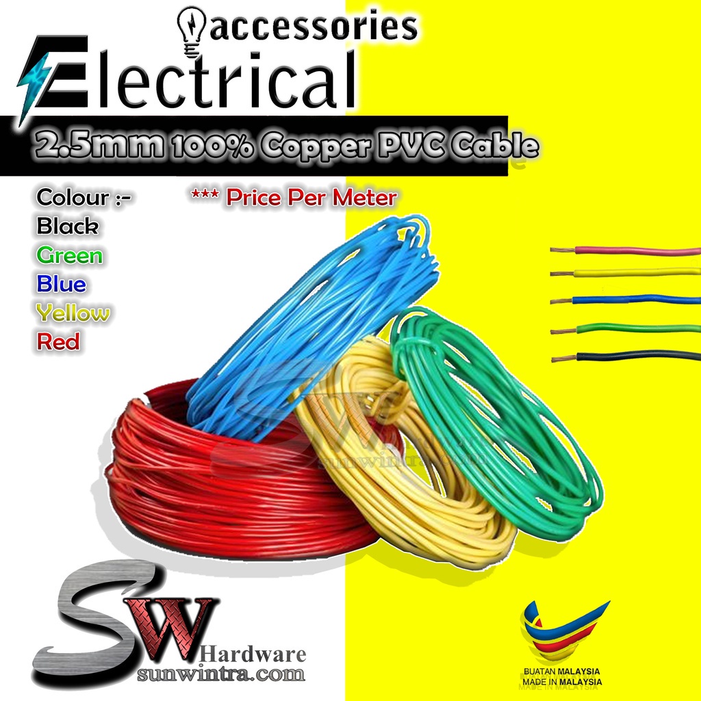 (PRICE PER METER) 2.5mm Full Copper PVC Insulated Power Cable Wire ...