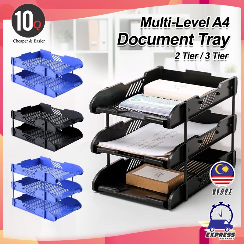 10Q Plastic Document Tray 2 Tier and 3 Tier Stackable Multi-level Space ...