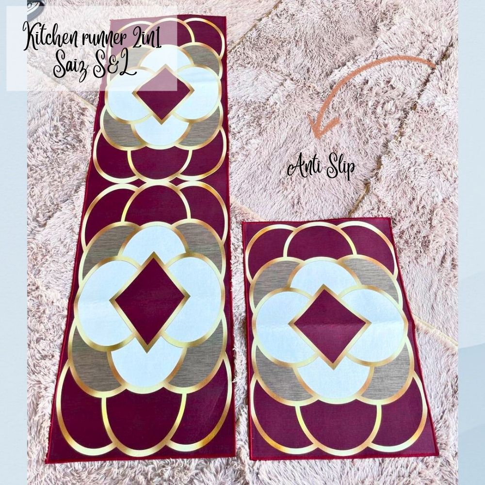 PROMOSI Runner 2in1 Saiz L & Saiz S Anti Slip Camelia siri 2 pintu dan ...