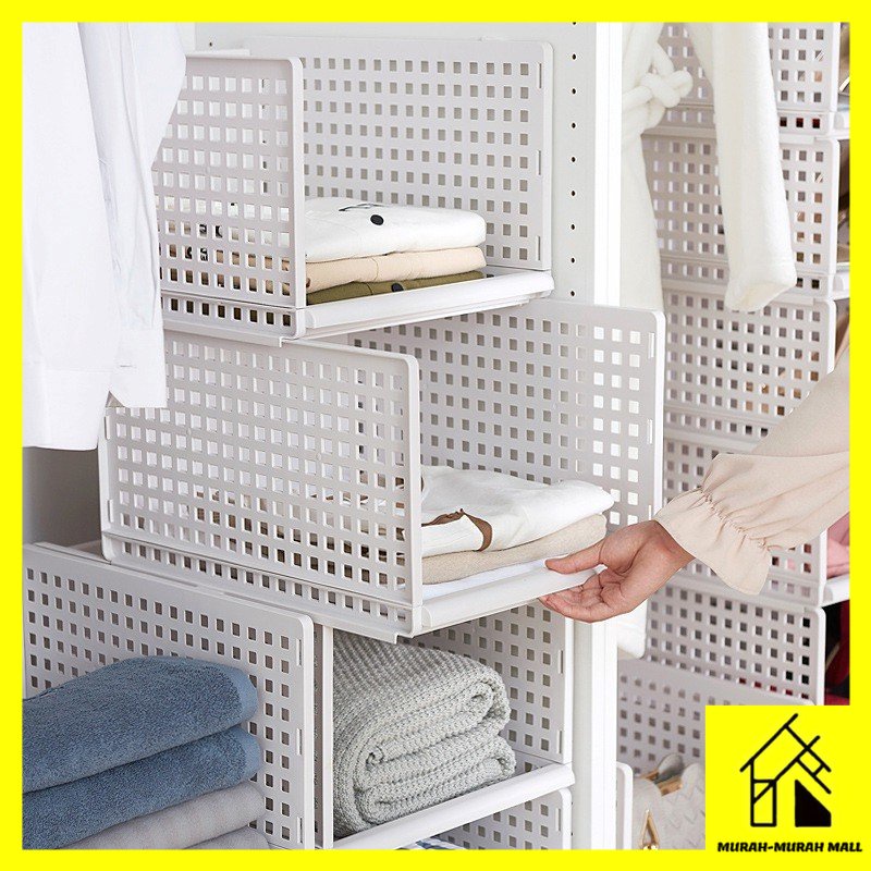 🇲🇾READY STOCK🌈Foldable Stackable Layer Partition Storage Rack Office ...