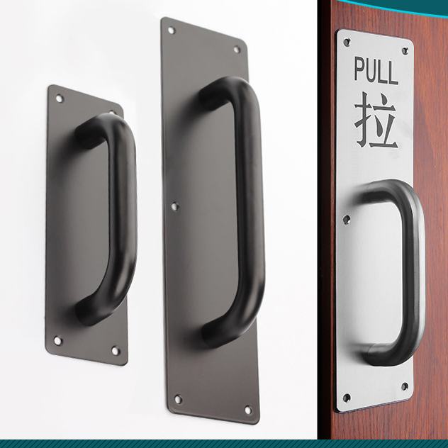 Stainless steel black push-pull plate handle sign door handle hole-free ...