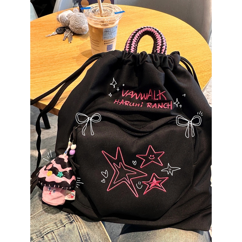 2025 New Style Y2K Fashion Backpack, Drawstring Design Personality Full ...