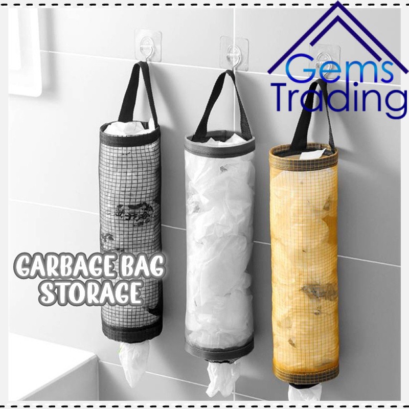 (NET) Garbage Bag Hanging Net Hang Storage Bag Plastic Bag Dispenser ...