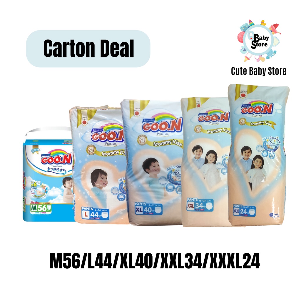 GOO.N GOON Premium Pants Diapers 1 Carton (3 Packs) - M56/L44/XL40/XXL34/XXXL24 | Shopee Malaysia