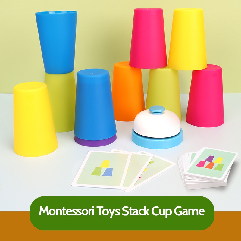 Montessori Toys Stack Cup Game With Card Intellectual Enlightenment ...