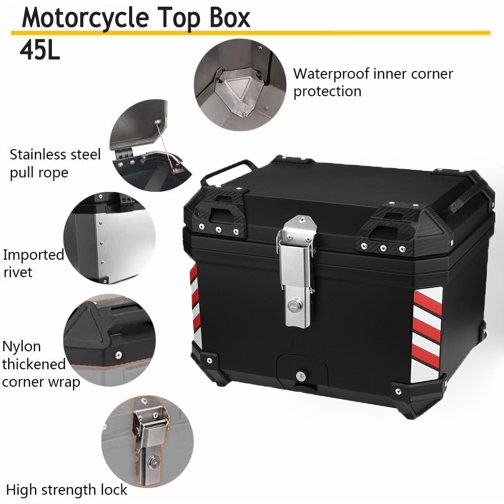 Top Box Aluminium Motorcycle 45L Motorcycle Box Storage Top Box Extra ...