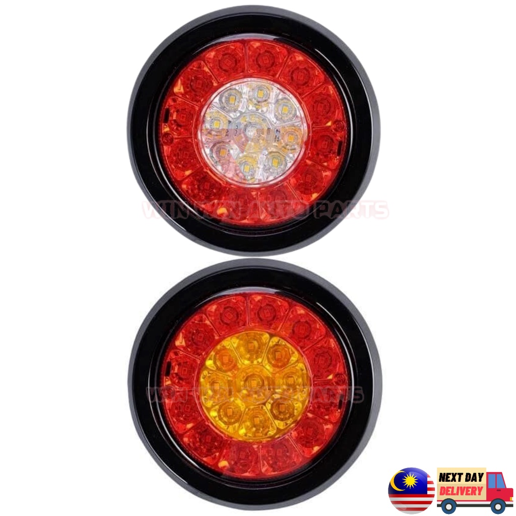 LUMPU BRAKE LED 2 Shiliduo SD2050-2 LED Light (AMBER IN Red )Round LED ...