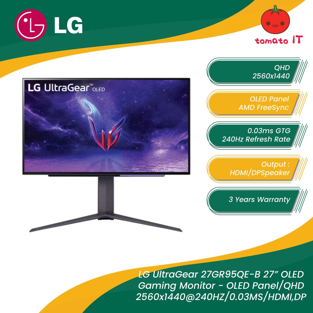 LG UltraGear 27GR95QE 27” OLED Gaming Monitor - OLED Panel/QHD ...