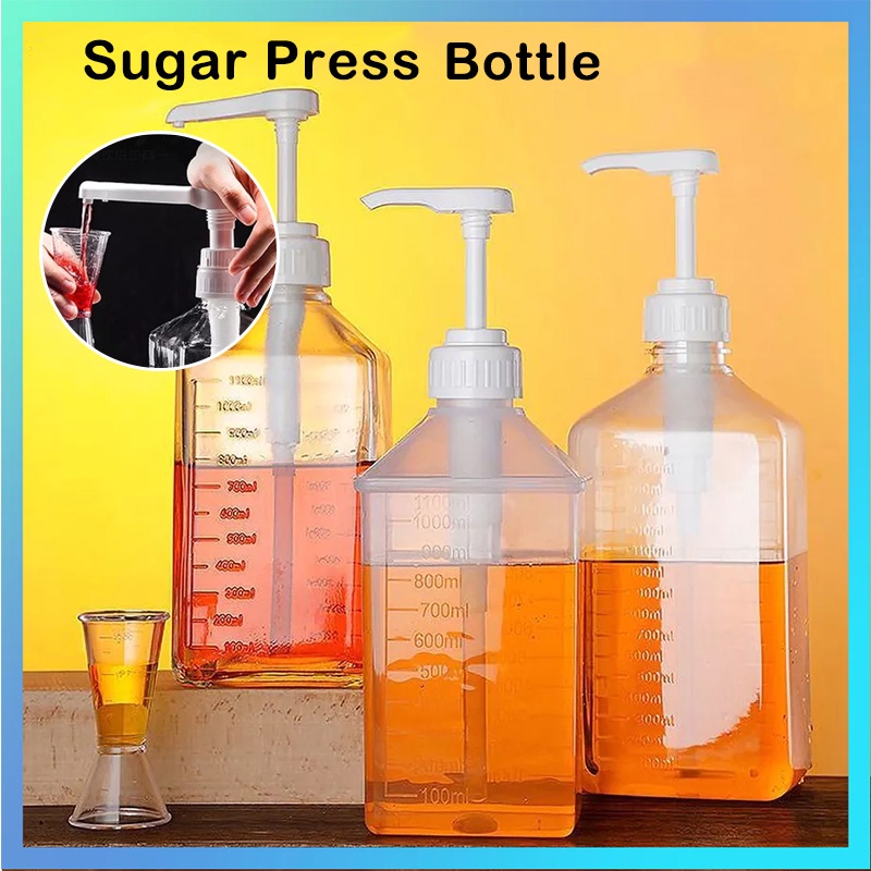Sugar Press Bottle Syrup Bottle Transparent Storage with Scale Hand ...