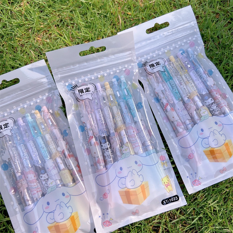 6 Sets Of Cute Cartoon Sanrio My Melody Kuromi Cinnamon Gel Pen Black ...