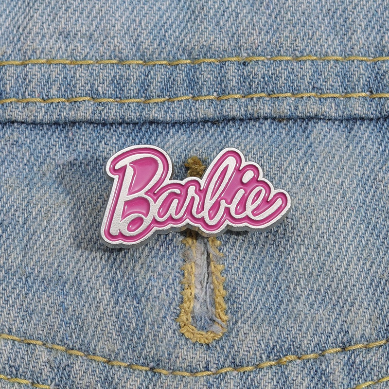 Pink Barbie Girl Enamel Lapel Pin Barbie Movie Peripheral Metal Brooch ...