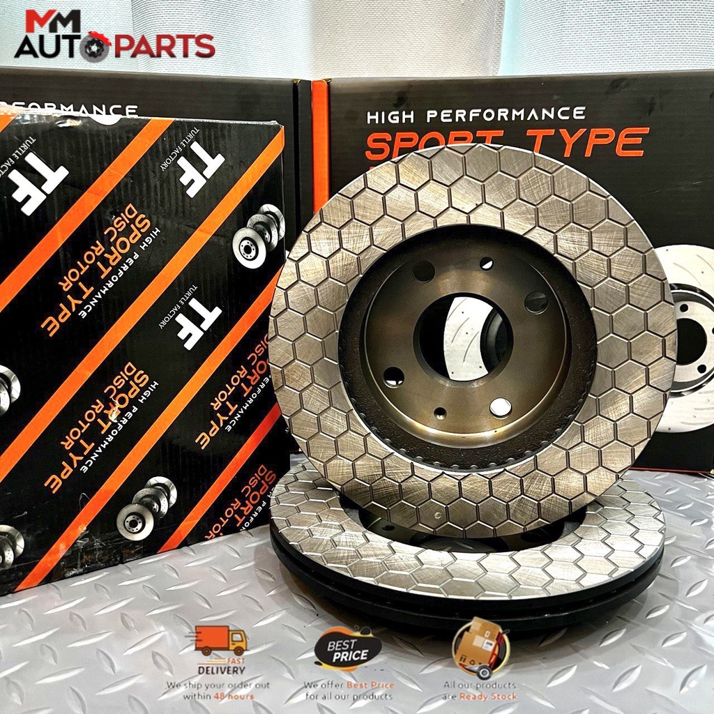 ORIGINAL TF SLOTTED & DRILLED DISC ROTOR HONEY COMB (FRT) FOR PERODUA ...