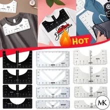 MK 4/8PCS T-Shirt Alignment Ruler Tool With Size Chart Transparent ...