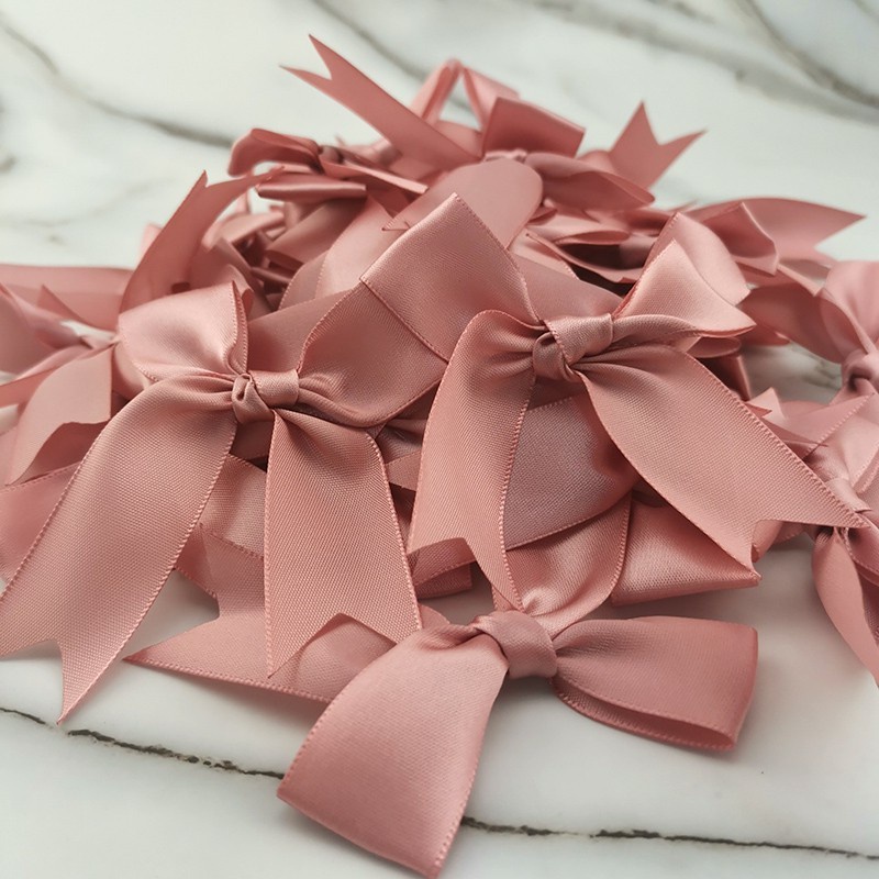 (50pcs) 1 inch fresh pink ribbon bows Polyester Satin Bow Flower DIY ...