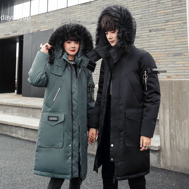 Men Women Medium Length Down Jacket Loose Oversized Thickened Jacket ...