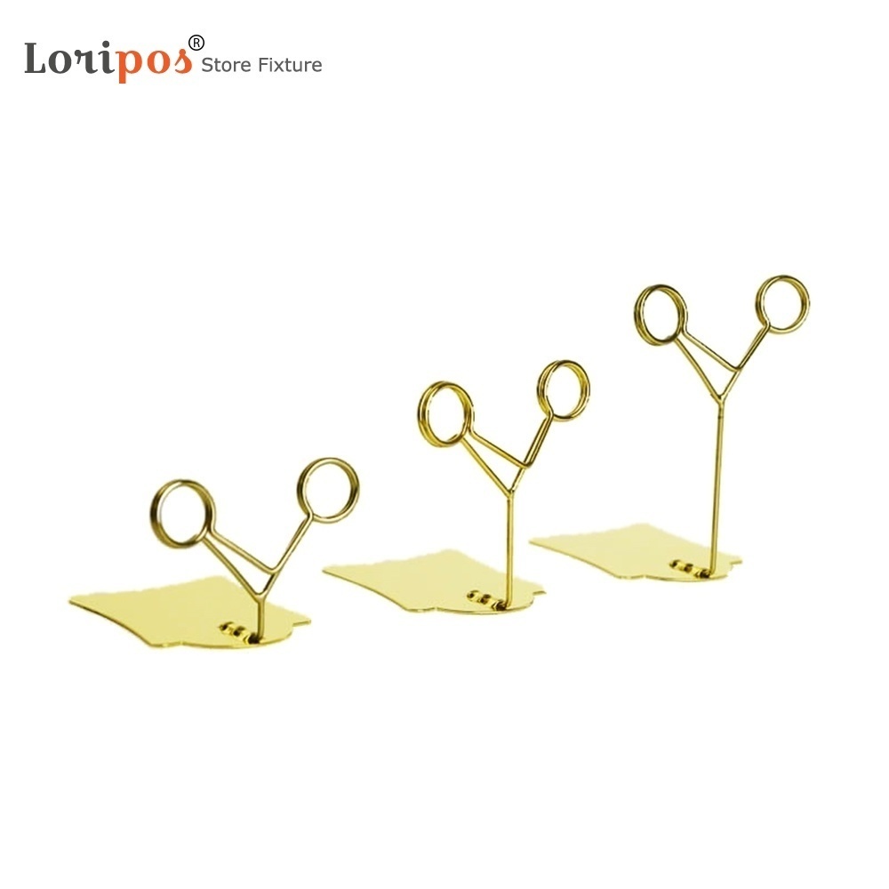 Silvery Gold Black Desk Sign Stand Label Holder Metal Clip Stand Food ...