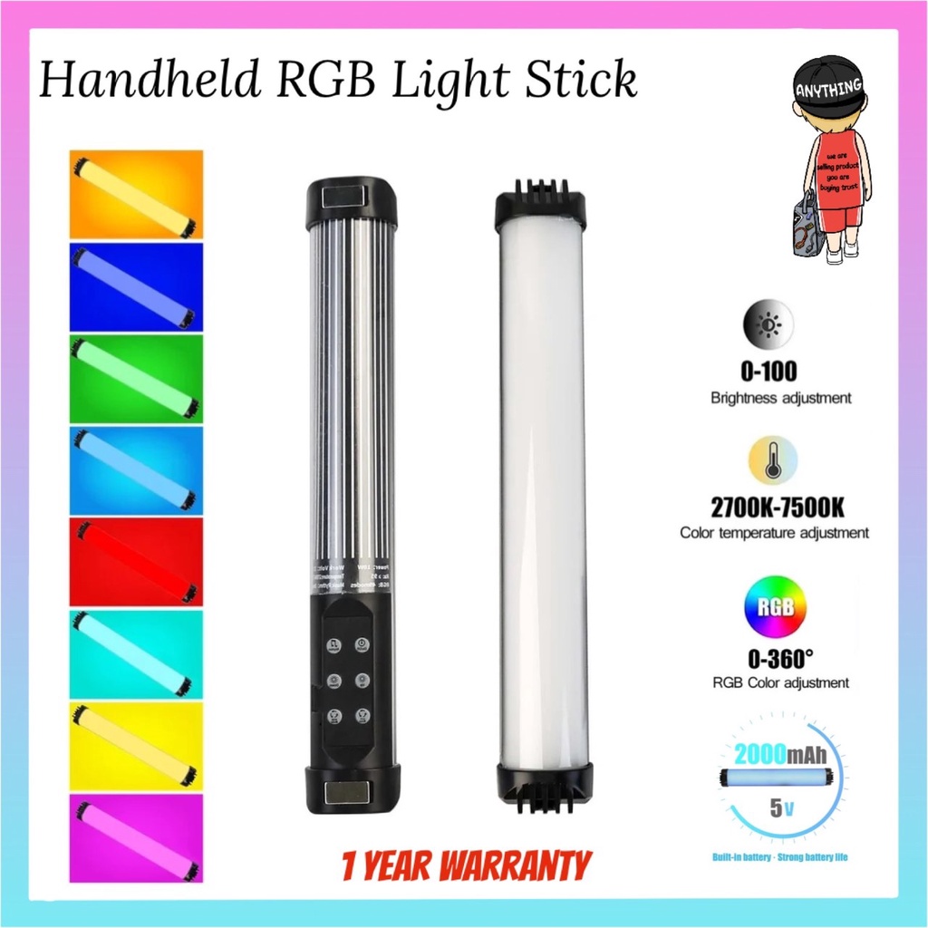 RGB Handheld Stick LED Lighting 2700-7500K Magnet Photography Handheld ...