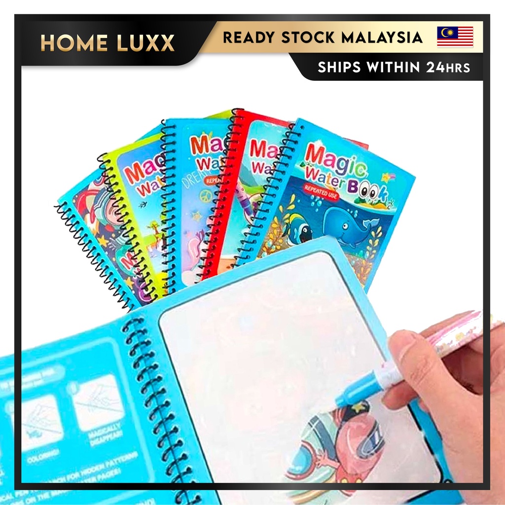 Magic Water Coloring Book /Mini Canvas FREE 1x Magic Pen Reusable Water ...