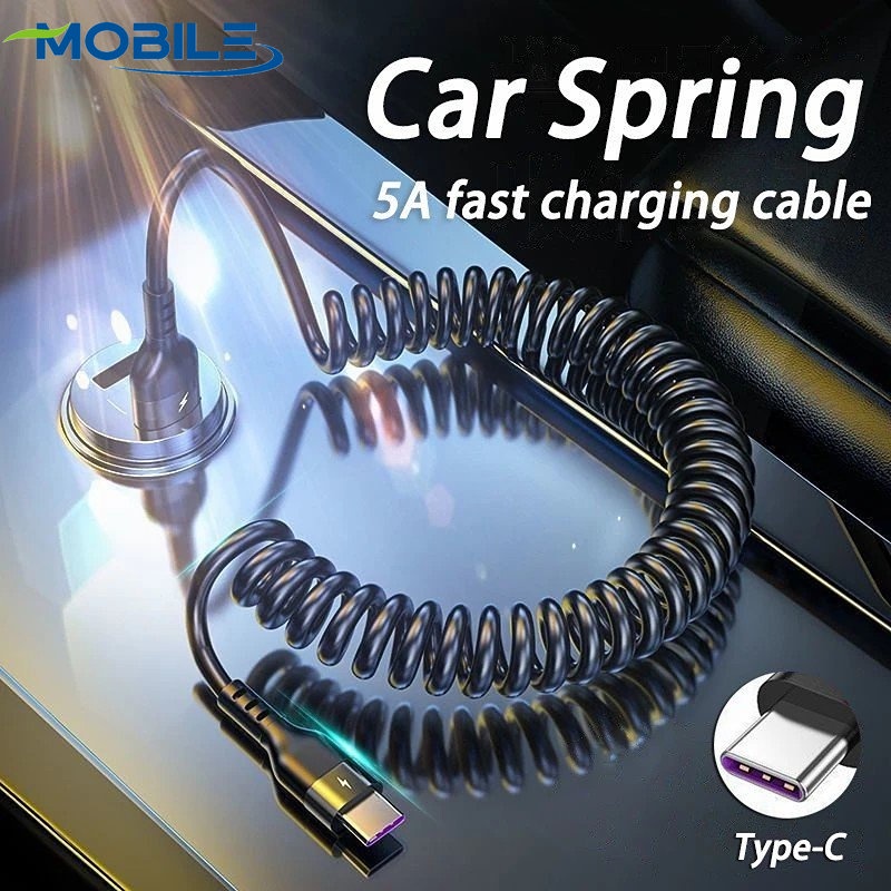 1 / 1.5m Retractable Phone Charging Accessories Type C Spring Tension ...