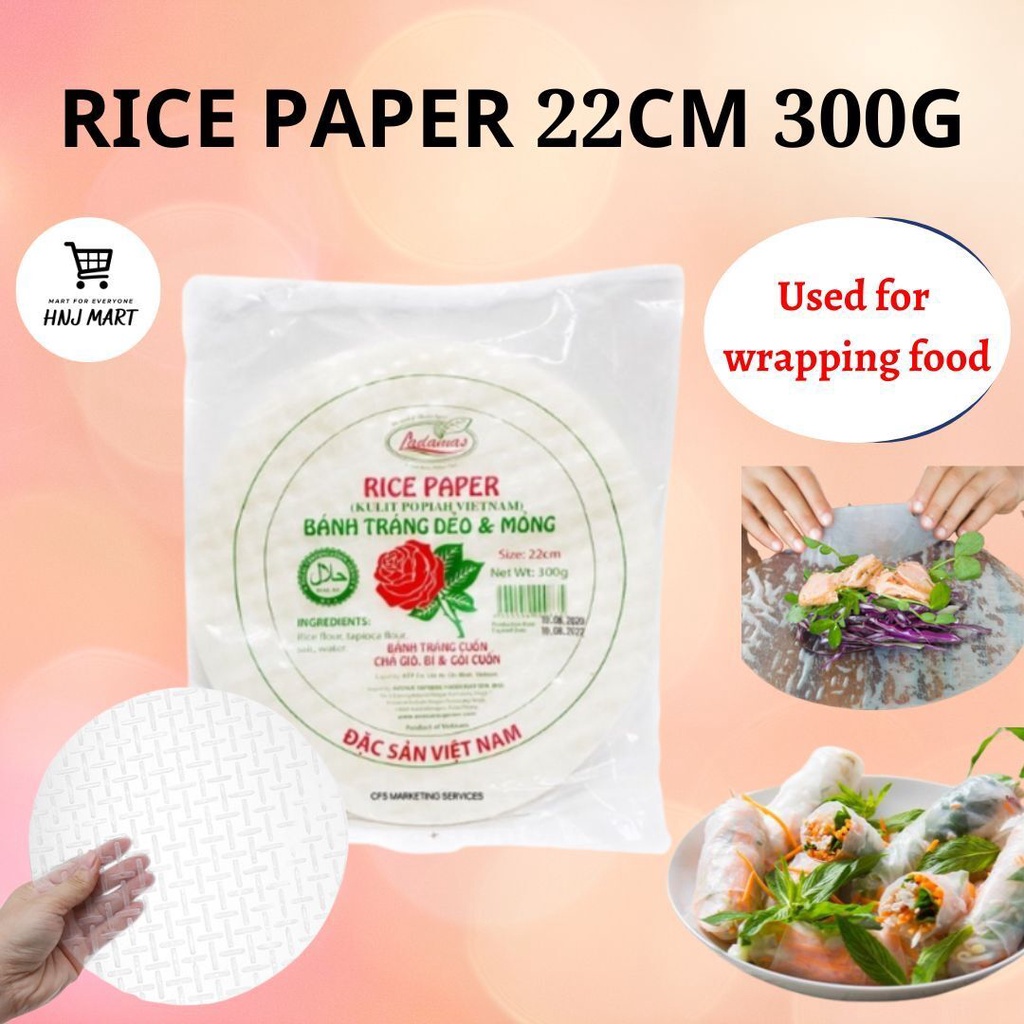 HALAL Vietnamese Rice Paper 22cm 300g Vietnam Spring Roll Rice Paper ...