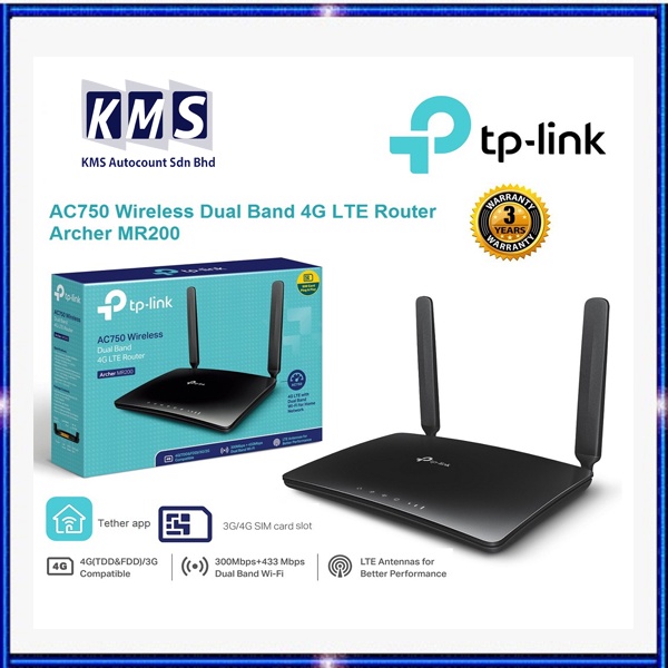 TP-LINK ARCHER MR200 AC750 DUAL BAND 4G LTE SIM ROUTER | Shopee Malaysia