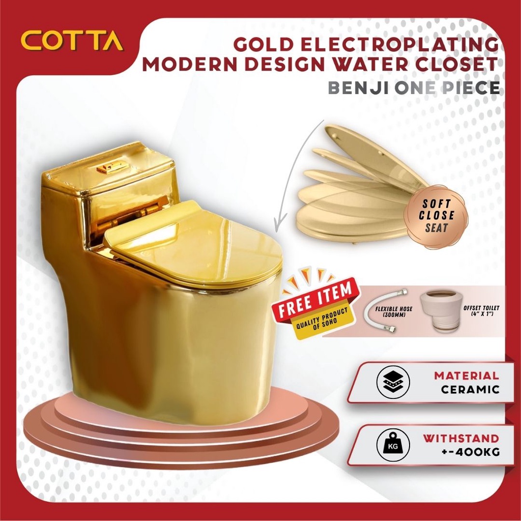 COTTA Benji Gold Wash Down Water Closet Couple Toilet Bowl Mangkuk ...