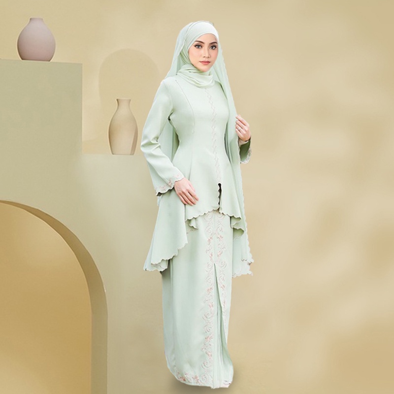 Baju Kurung Green Tea Baju Raya 2023 Baju Kebaya Nursing/Breastfeeding ...