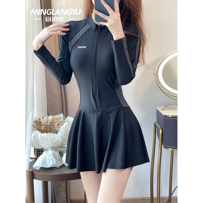 Sports Swimsuit Women Summer 2023 New Style One Piece Skirt Boxer Cover