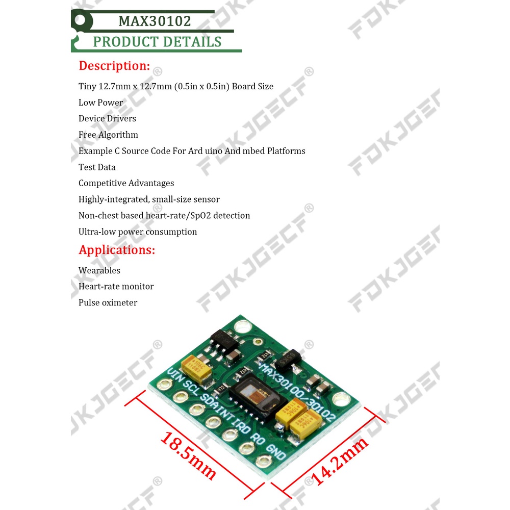 Low Power MAX30102 Heart Rate Oxygen Pulse Breakout for Arduino / MAx30100 Pulse Oximeter Heart ...
