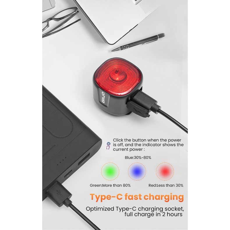 Giyo Smart Bicycle Rear Light Auto On/Off Stop Signal Brake Road Bike ...
