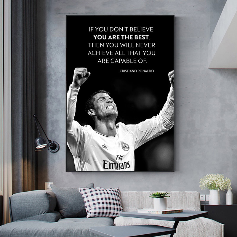 Football Star Poster Ronaldo Tan Inspirational Words Canvas Painting ...