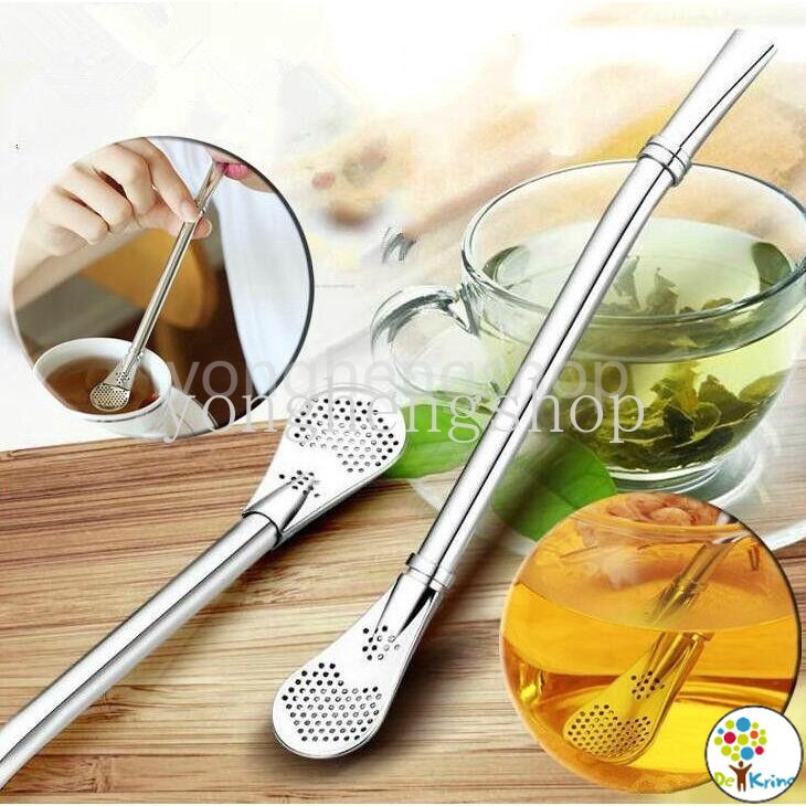 DK Creative Stainless Steel Drinking Straw Spoon Washable Tea Filter ...