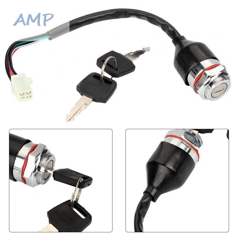 Sliver Motorcycle 4Pins Key Ignition Switch Key Starter Switch On/Off ...