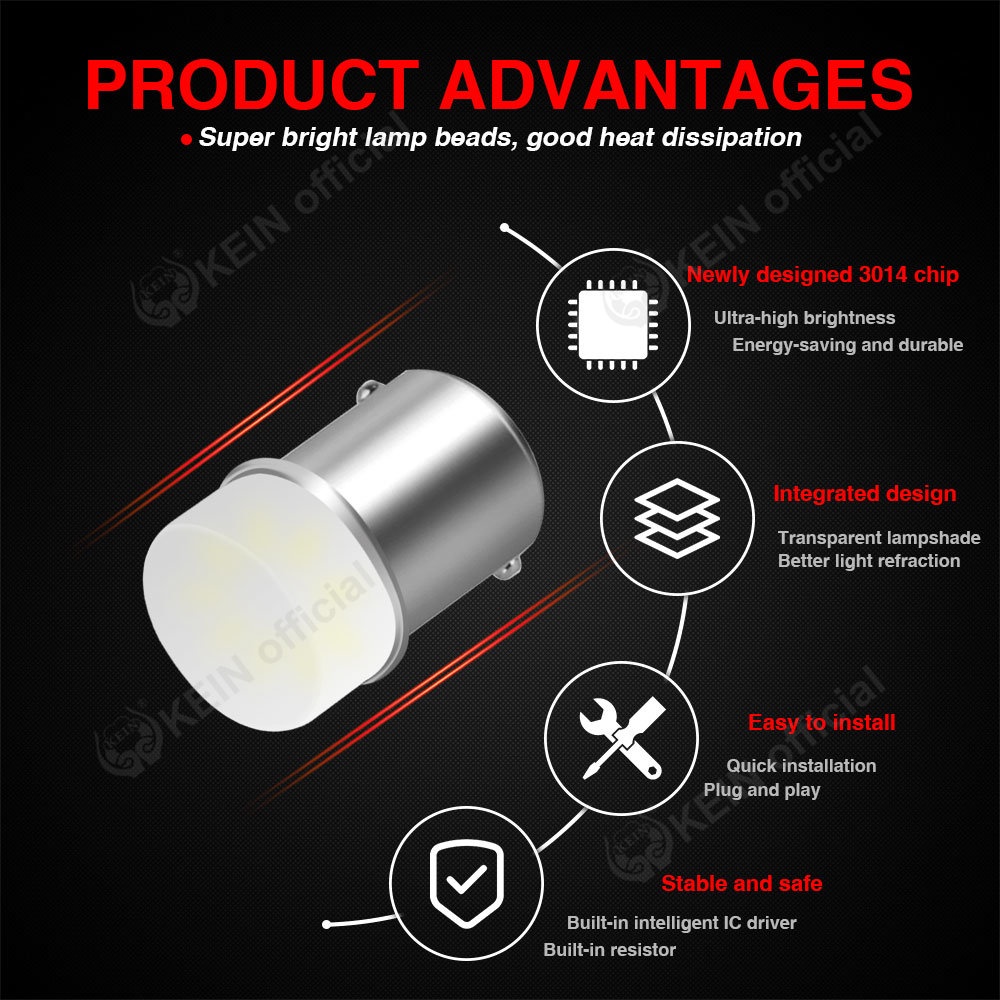 KEIN 2PCS DC24V Flash 1156 1157 Led Brake Light Strobe Truck Bulb BA15S ...