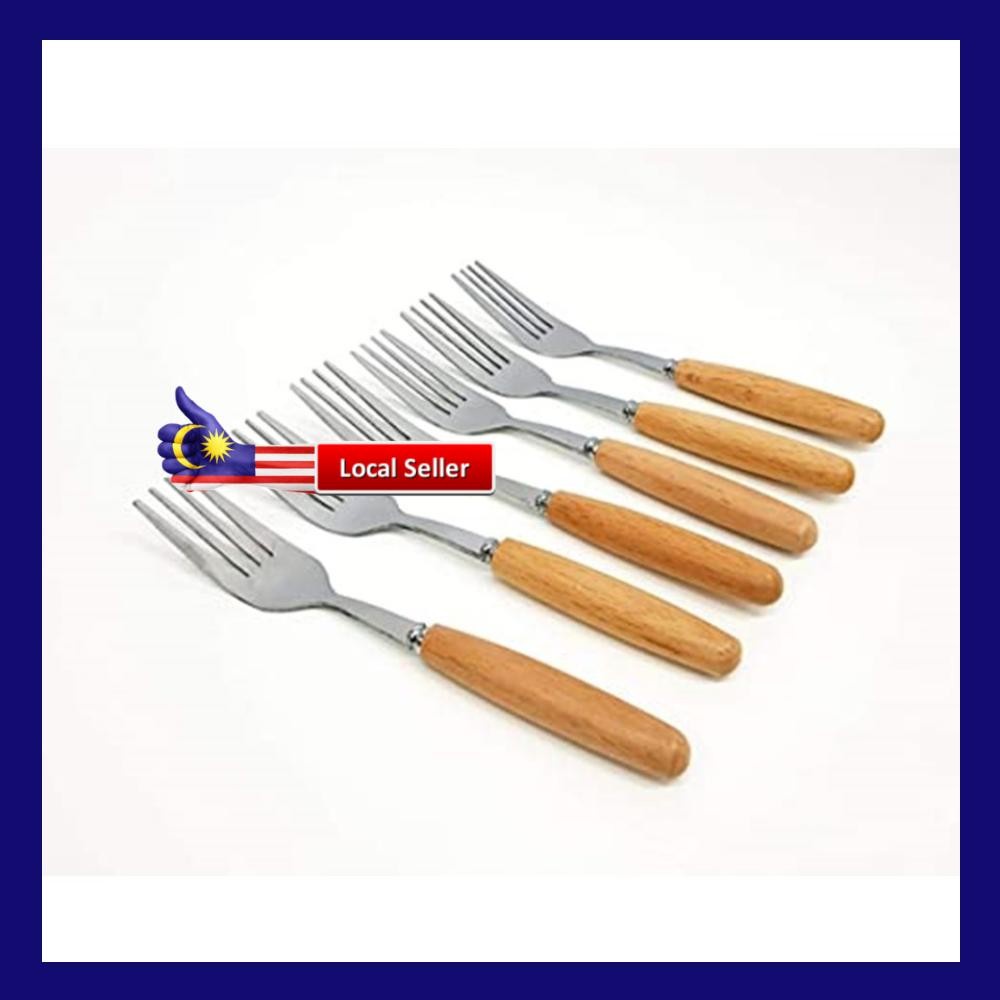 [Local Ready Stocks] Stainless Steel 6 Pcs Fork With Plastic Handle ...