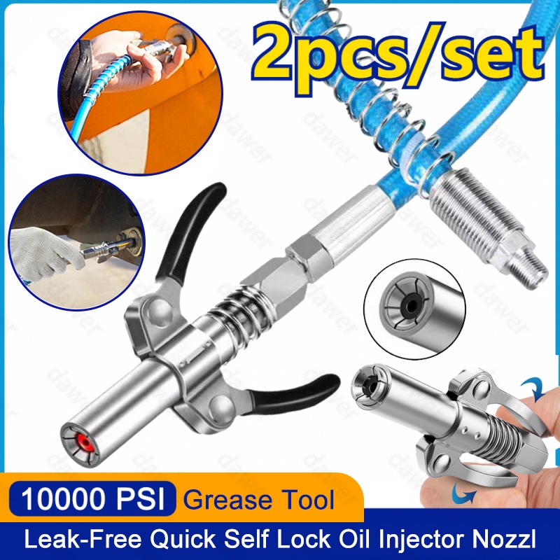 Grease-Gun Hose kit 10000psi Double Handle Grease Quick Self Locking ...