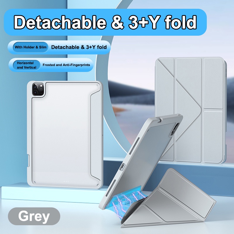 Detachable Tri-fold & Y fold case for iPad Air4/5 Slim iPad 10 with pen ...