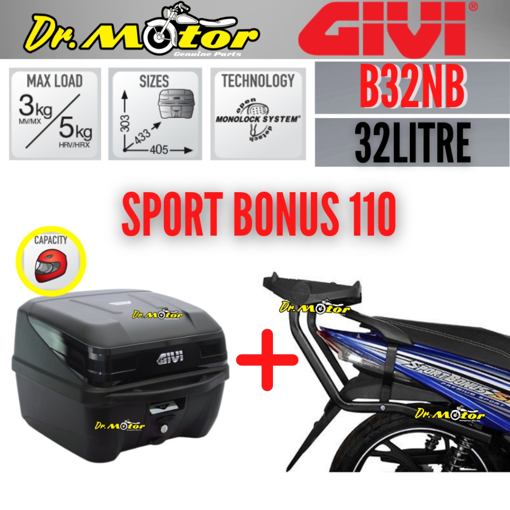 SYM SPORT BONUS SR SPORTBONUS GIVI HRV HEAVY DUTY MONORACK MONO RACK J REAR BOX TAPAK KOTAK CASE ...